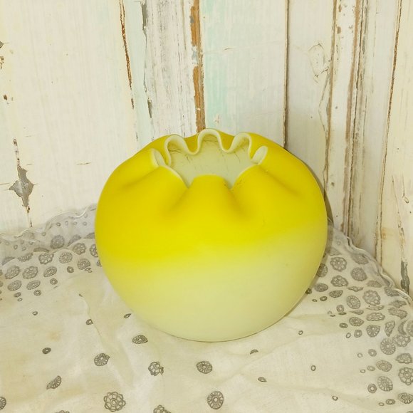 Fenton | Accents | Vintage Fenton Yellow Satin Glass Crimp Top Bud Vase ...